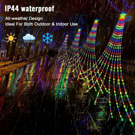 YUYAN-Christmas Decorations Waterfall Lights Outdoor, 23 FT 807 LED ...