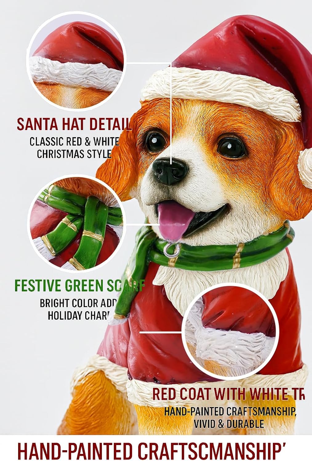 YUYAN-Christmas Dog Garden Statue with Solar Lantern – Santa Dog ...