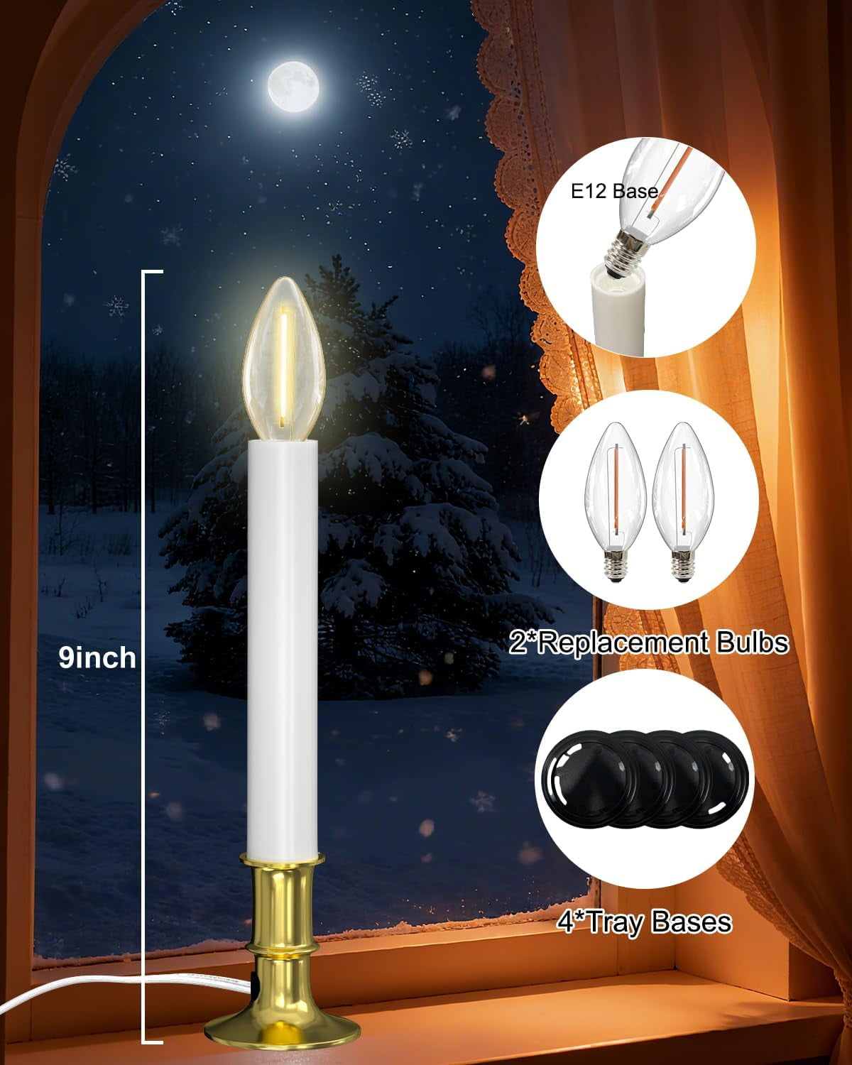 YUYAN-Christmas Electric Window Candle Lights with Auto Sensor, Dusk to ...