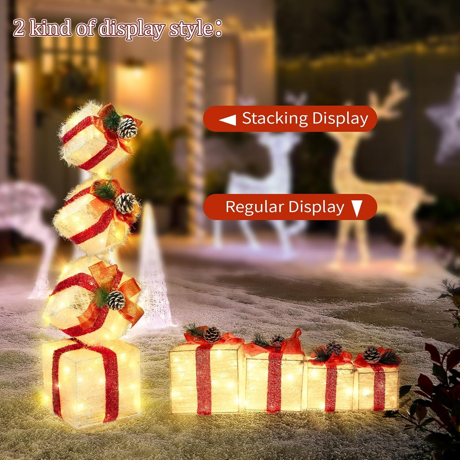 YUYAN-Christmas Lighted Gift Boxes Decorations Set of 4, 2.8Ft ...