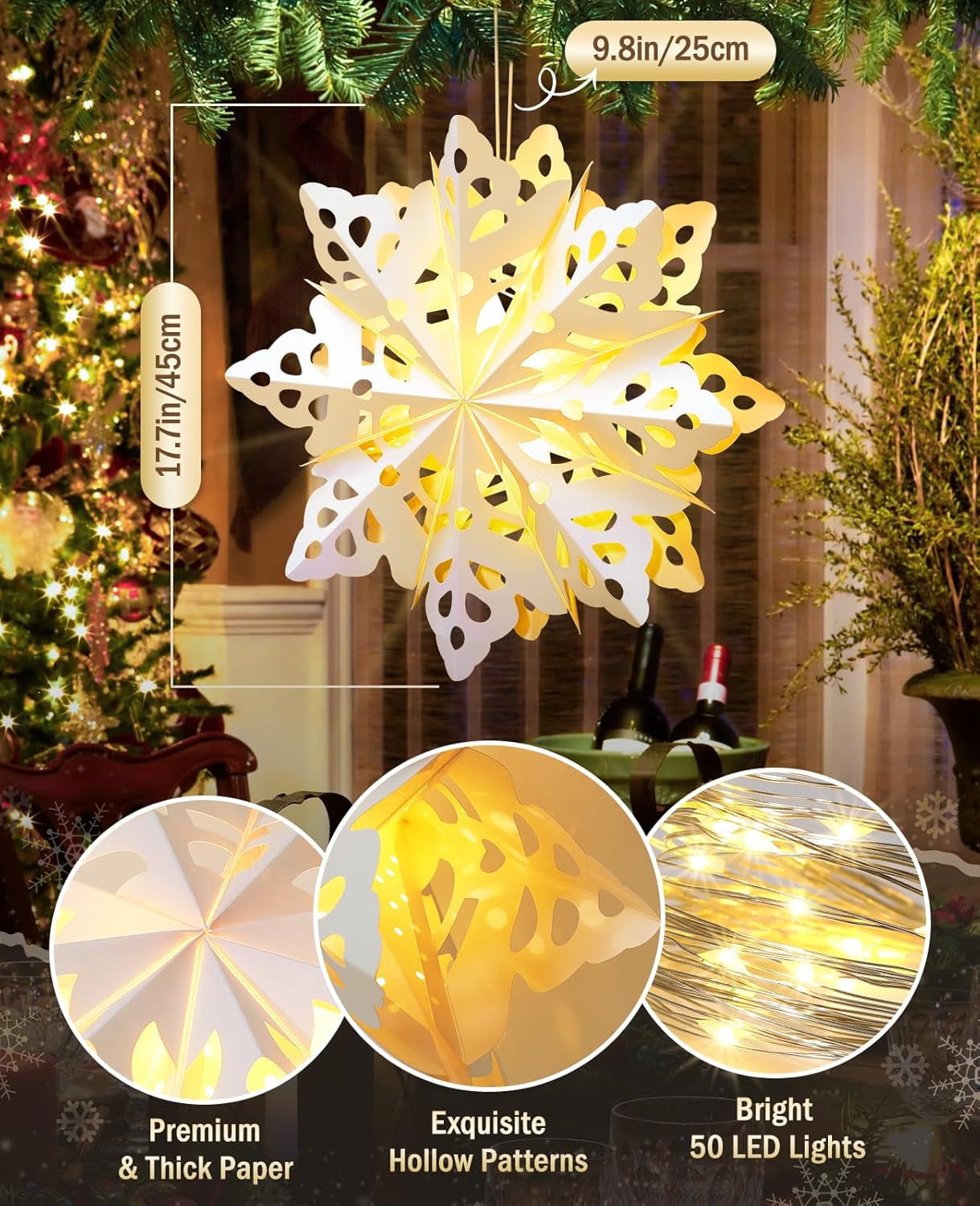 YUYAN-Christmas Paper Star Lantern, 45cm Hanging Paper Stars ...