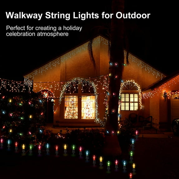 YUYAN-Christmas Pathway Lights Outdoor 29ft, 25 Packs C9 Christmas ...