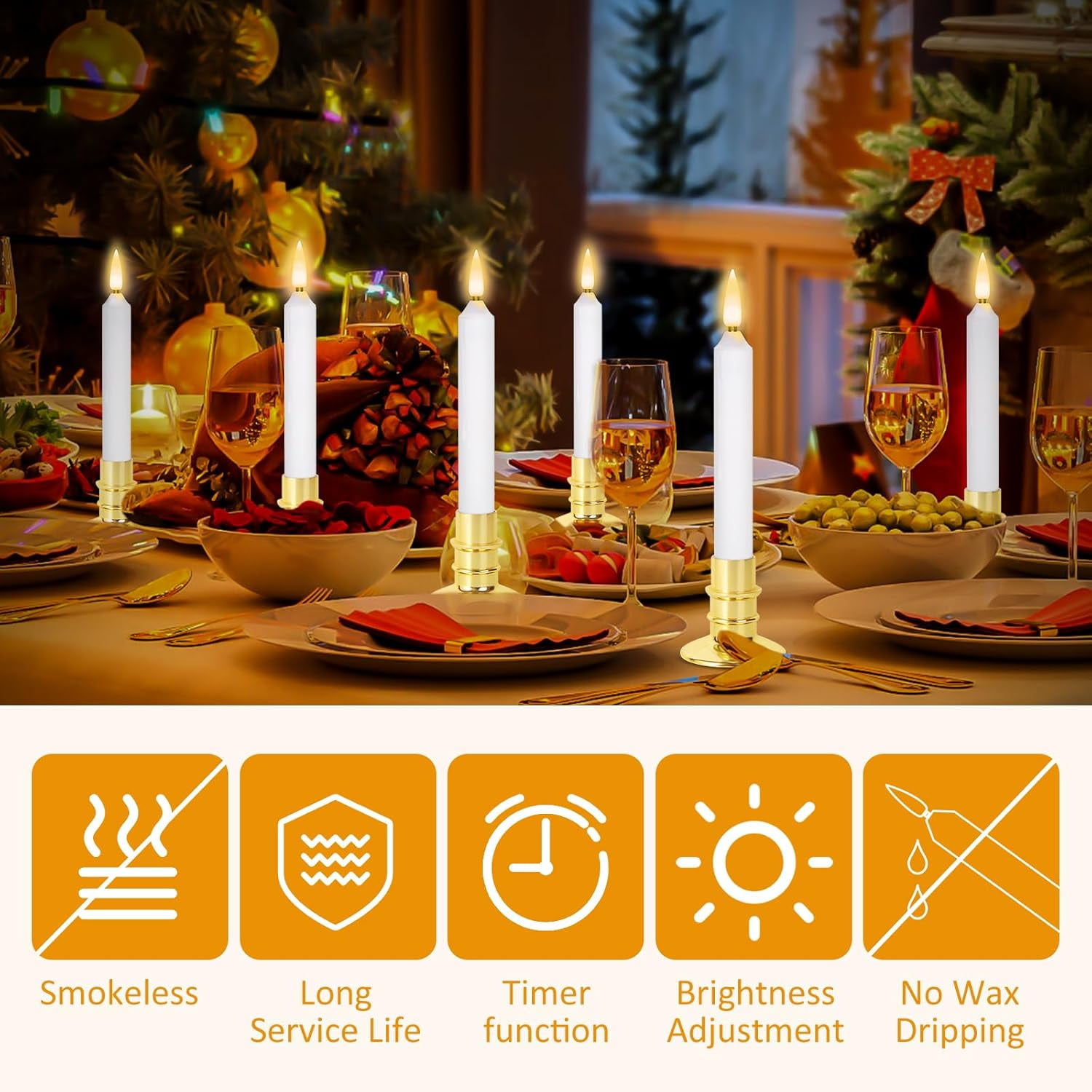 YUYAN-Christmas Window Candles, 2 PCS Battery Operated Flameless LED ...