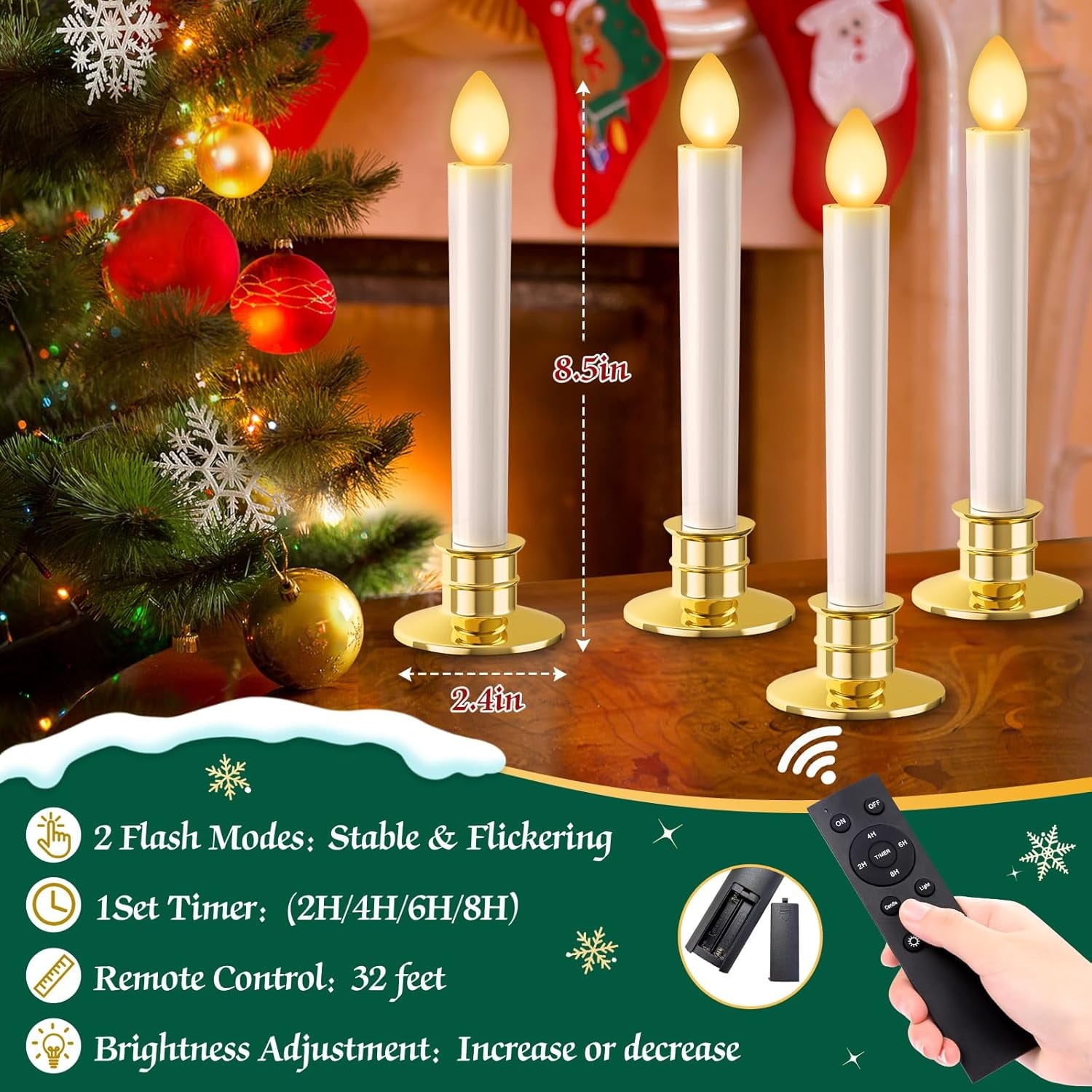 YUYAN-Christmas Window Candles Lights 6 Pack Battery Operated Candles ...