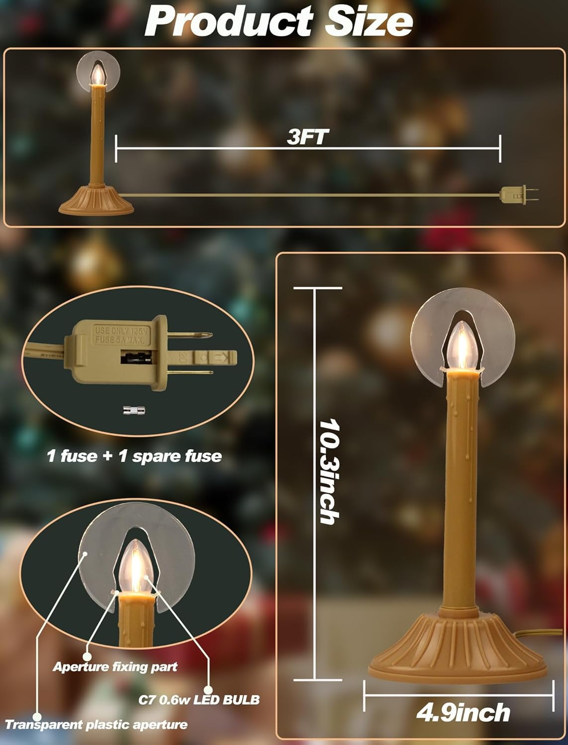 YUYAN-Classic Christmas Window Electric Candles (2-Pack), Traditional ...