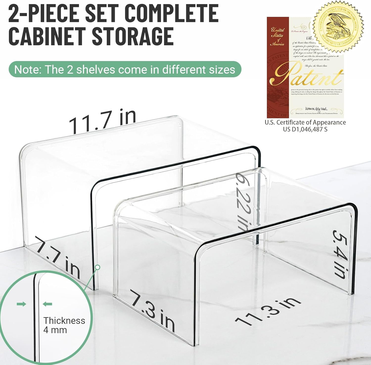 YUYAN-Clear Cabinet Organizer, Shelf Organizer Set of 2 for Kitchen ...