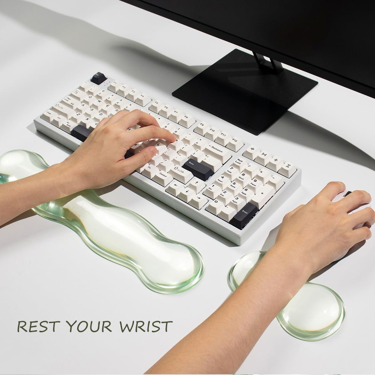 YUYAN-Clear Gel Wrist Rest for Keyboard and Mouse, Green Silicone Mouse ...