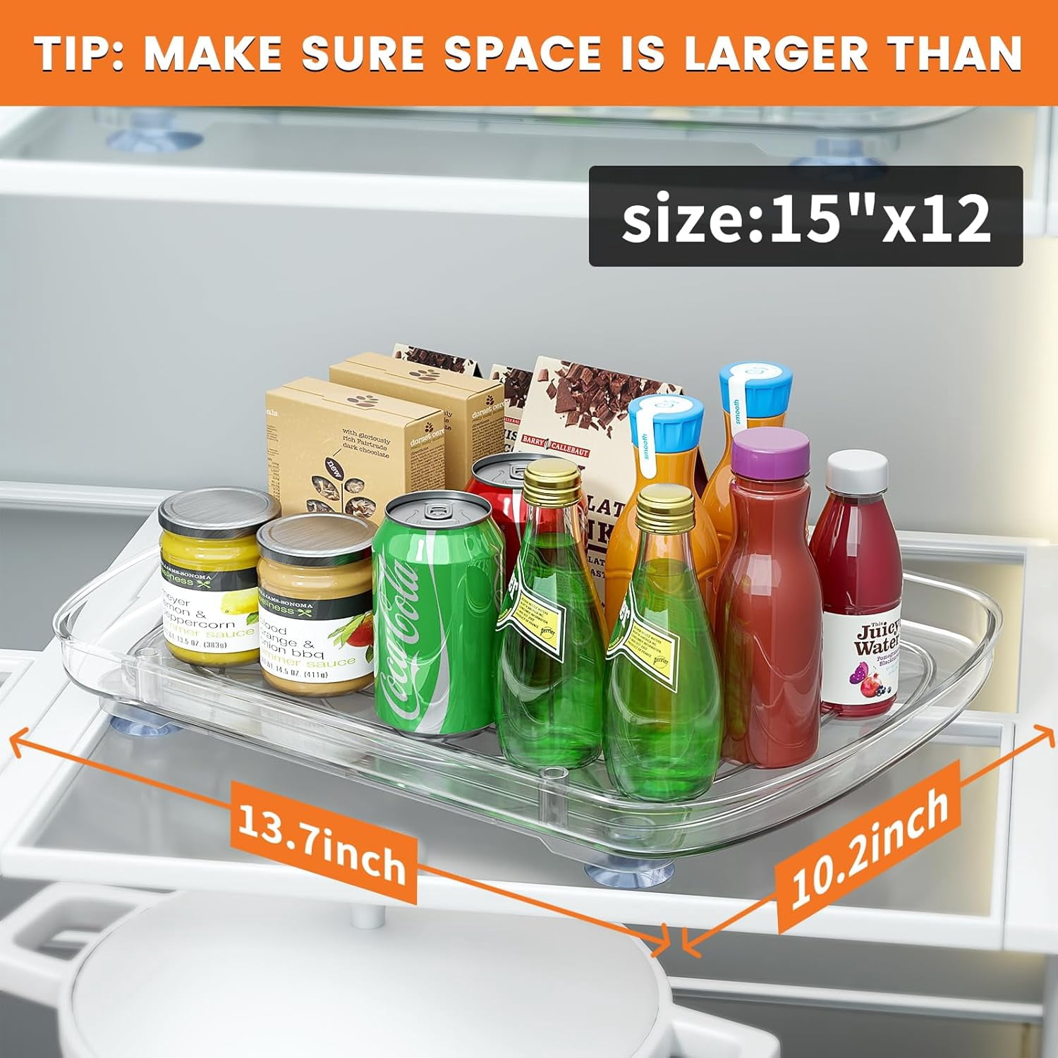 YUYAN-Clear Lazy Susan for Refrigerator Rectangular Fridge Turntable ...