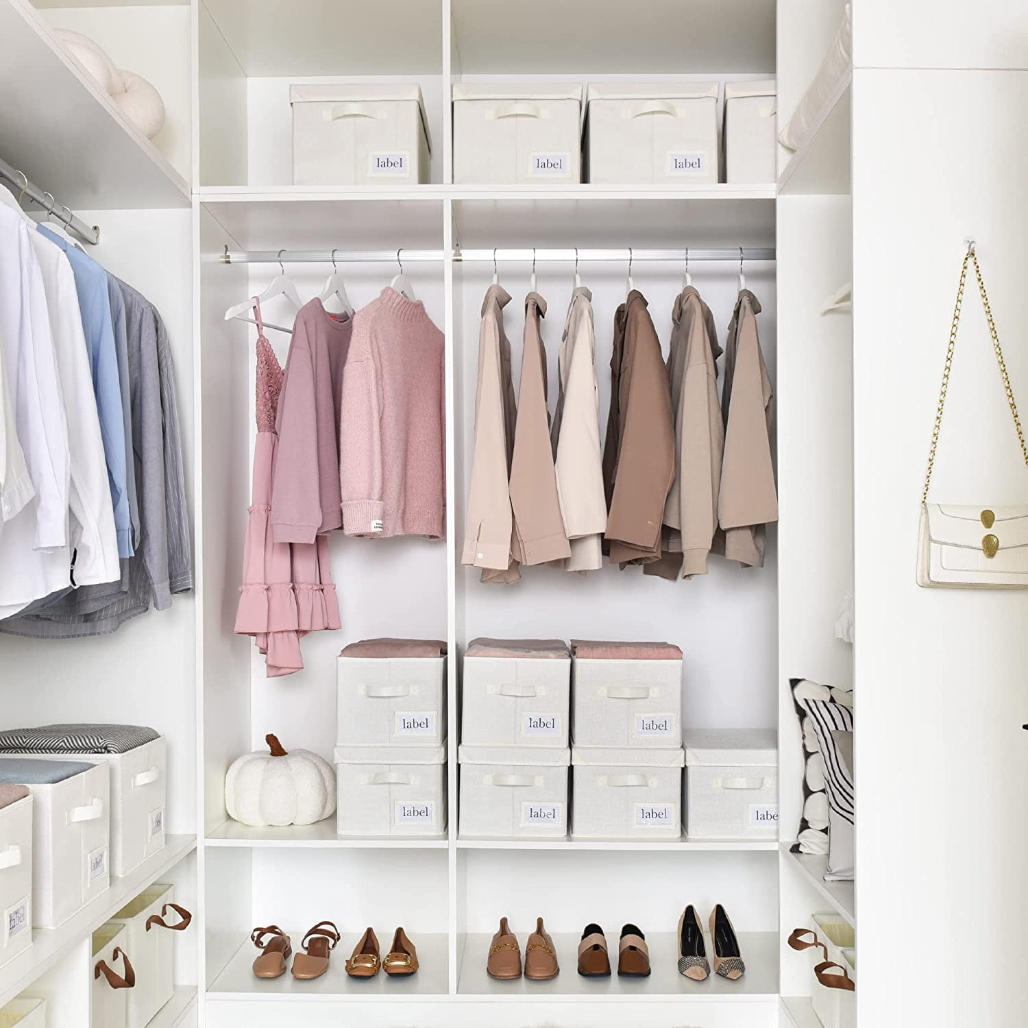 YUYAN-Closet Organizer Bins with Label Holder, Fabric Storage Baskets ...