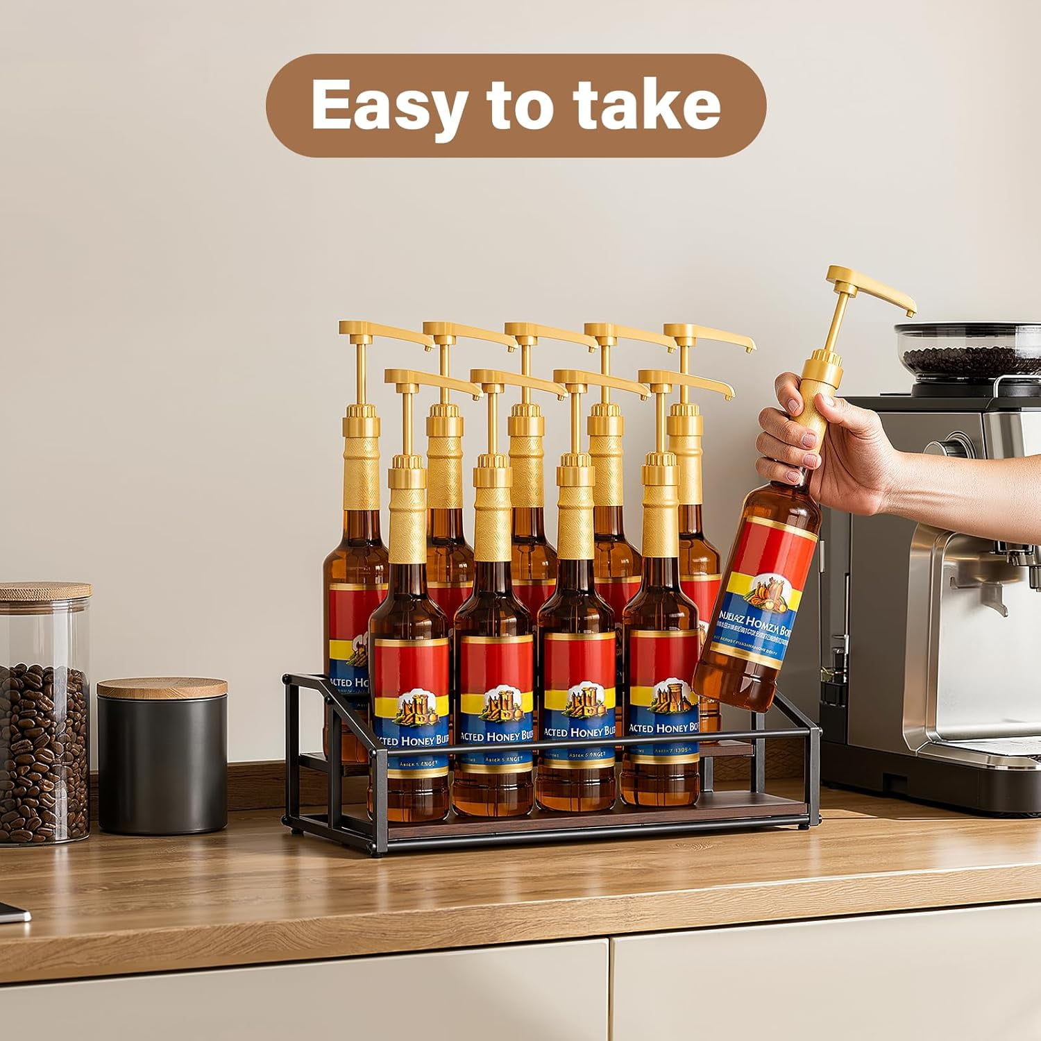 YUYAN-Coffee Syrup Organizer Rack, Liquor Bottle Display Shelf, 2 Tier ...
