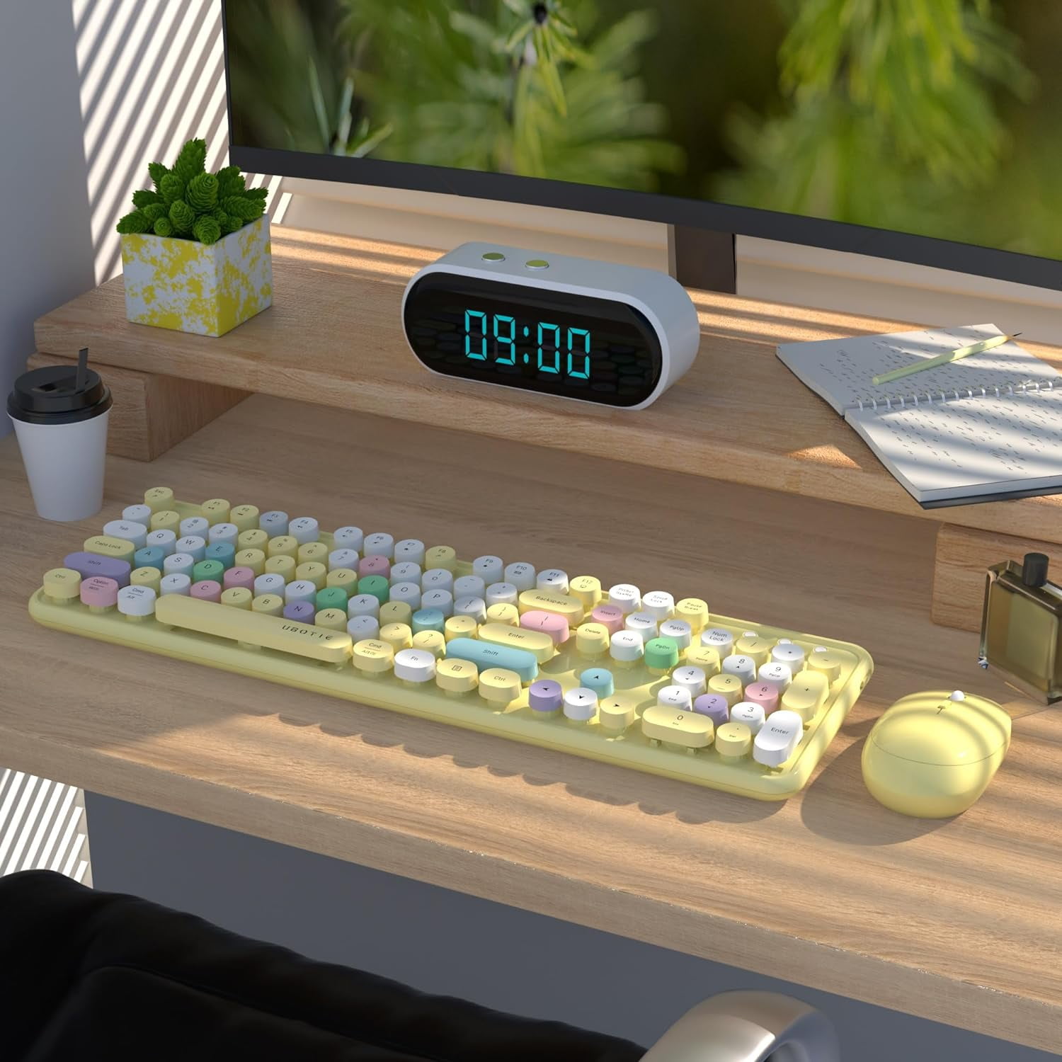 YUYAN-Colorful Computer Wireless Keyboard Mouse Combos, Typewriter ...