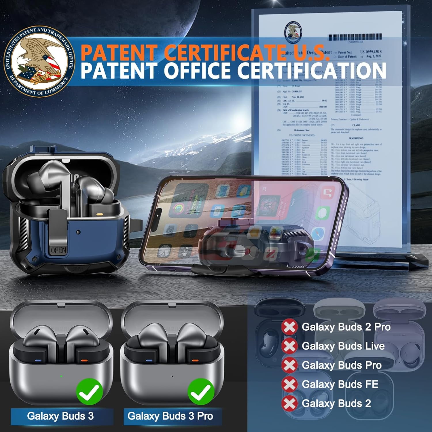 YUYAN-Compatible with Samsung Galaxy Buds3 FE (2025) / Buds3 Pro (2024) / Buds 3 Case (2024 ...