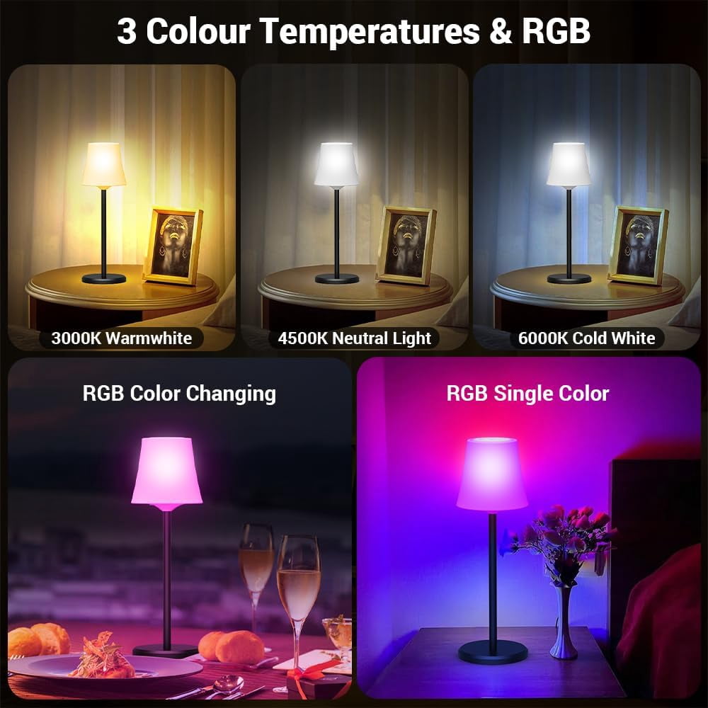 YUYAN-Cordless Table Lamp Rechargeable 2 Pack Wireless Touch Light ...