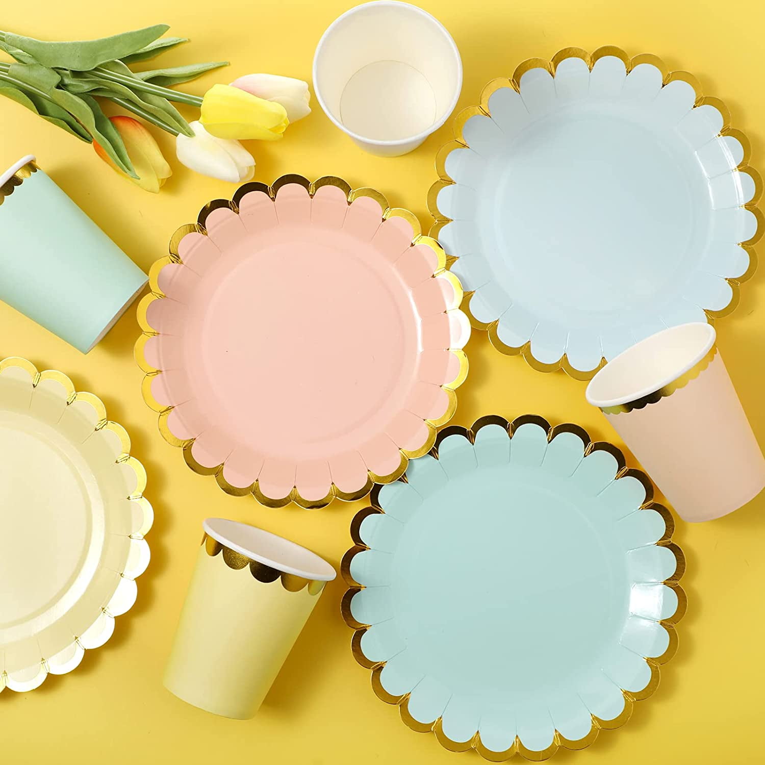 YUYAN-Disposable Plates for Party Disposable Dinnerware Set Include 7 ...