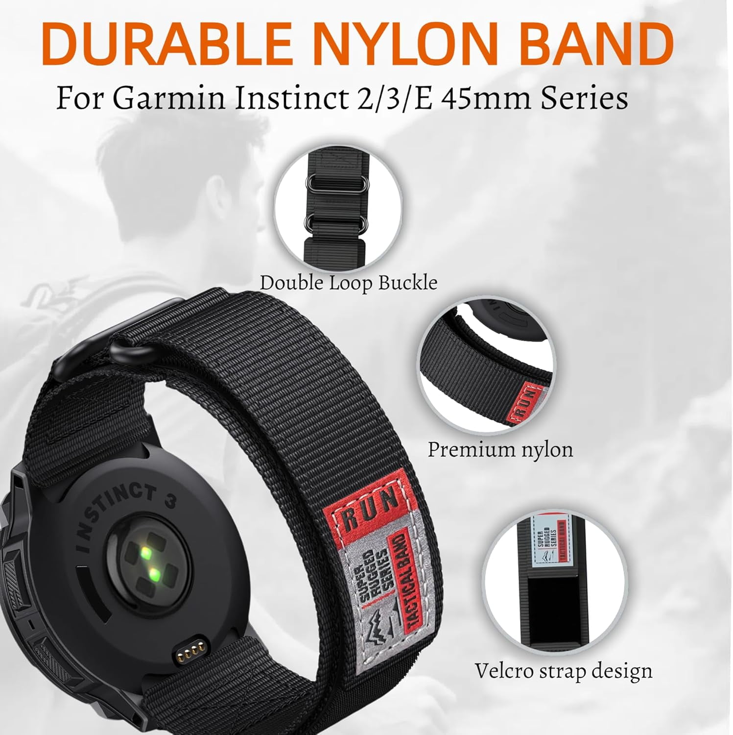 YUYAN-Double Loop Buckle Nylon Strap Compatible with Garmin Instinct 2 ...