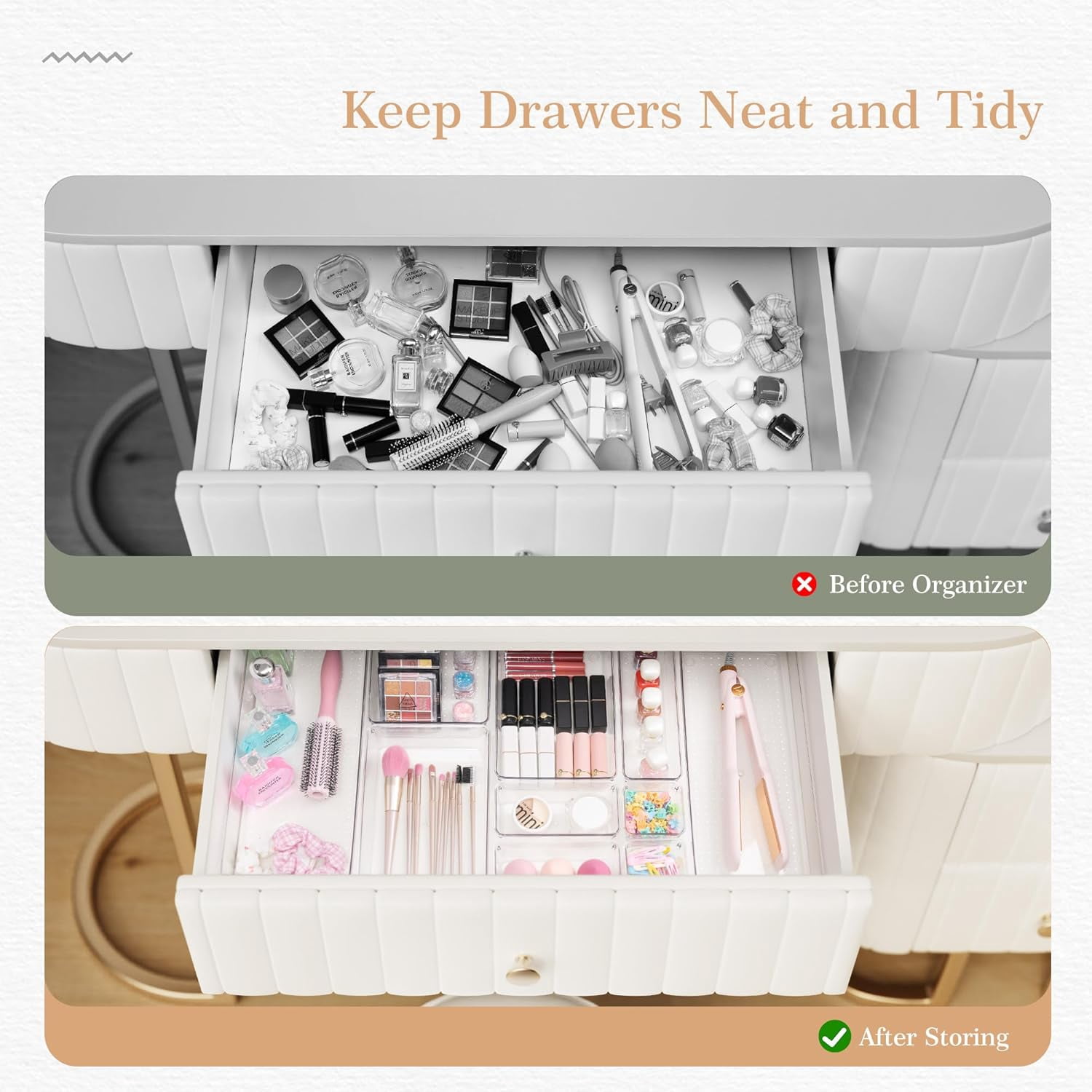 YUYAN-Drawer Organizer, 12 Pack Clear Plastic Kitchen Drawer Organizers ...