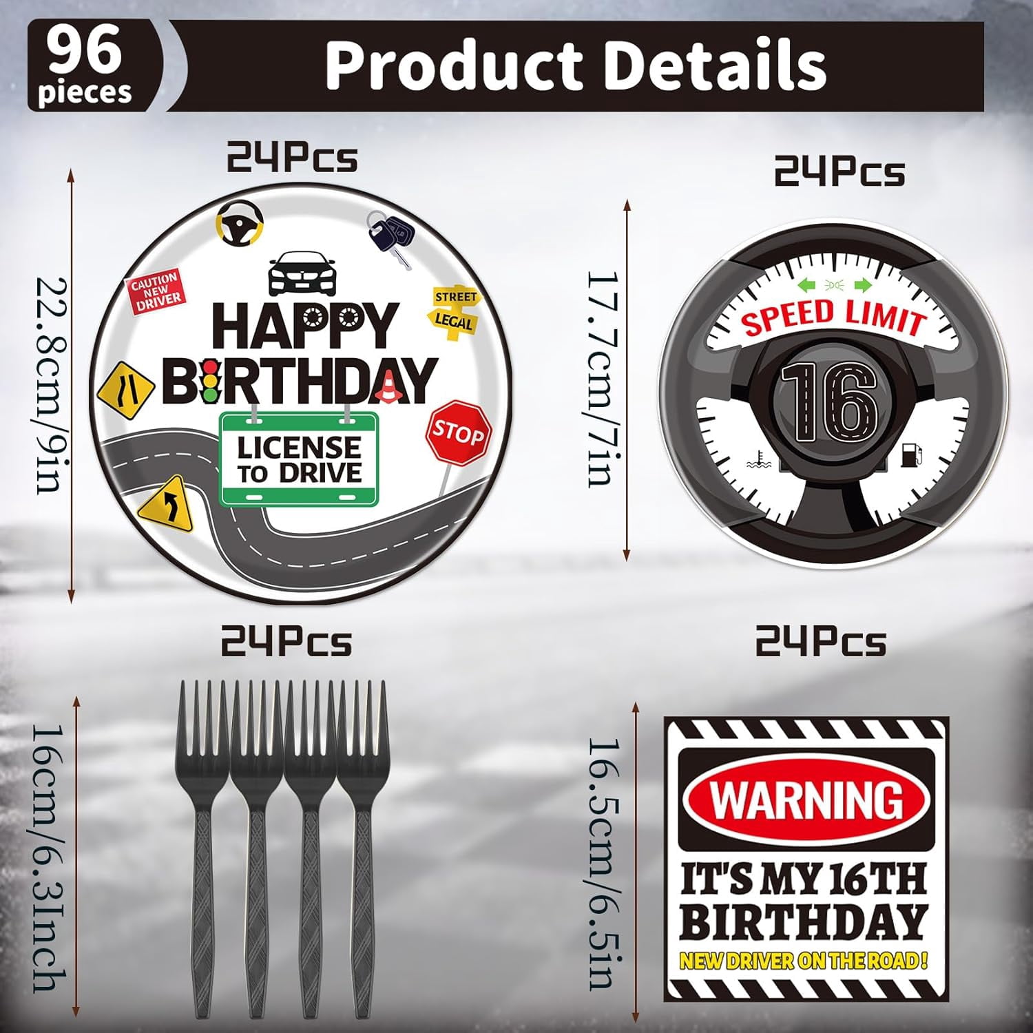 YUYAN-Drivers License 16th Birthday Decorations for Boys - 96pcs ...