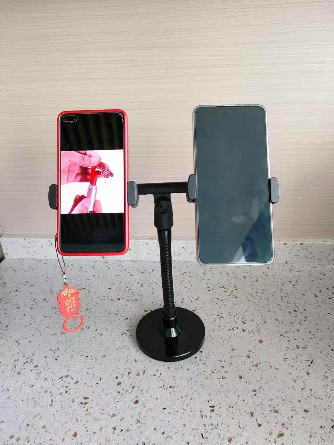 YUYAN-Dual Cell phone Holder Stand,Mic Stand with Flexible Gooseneck ...