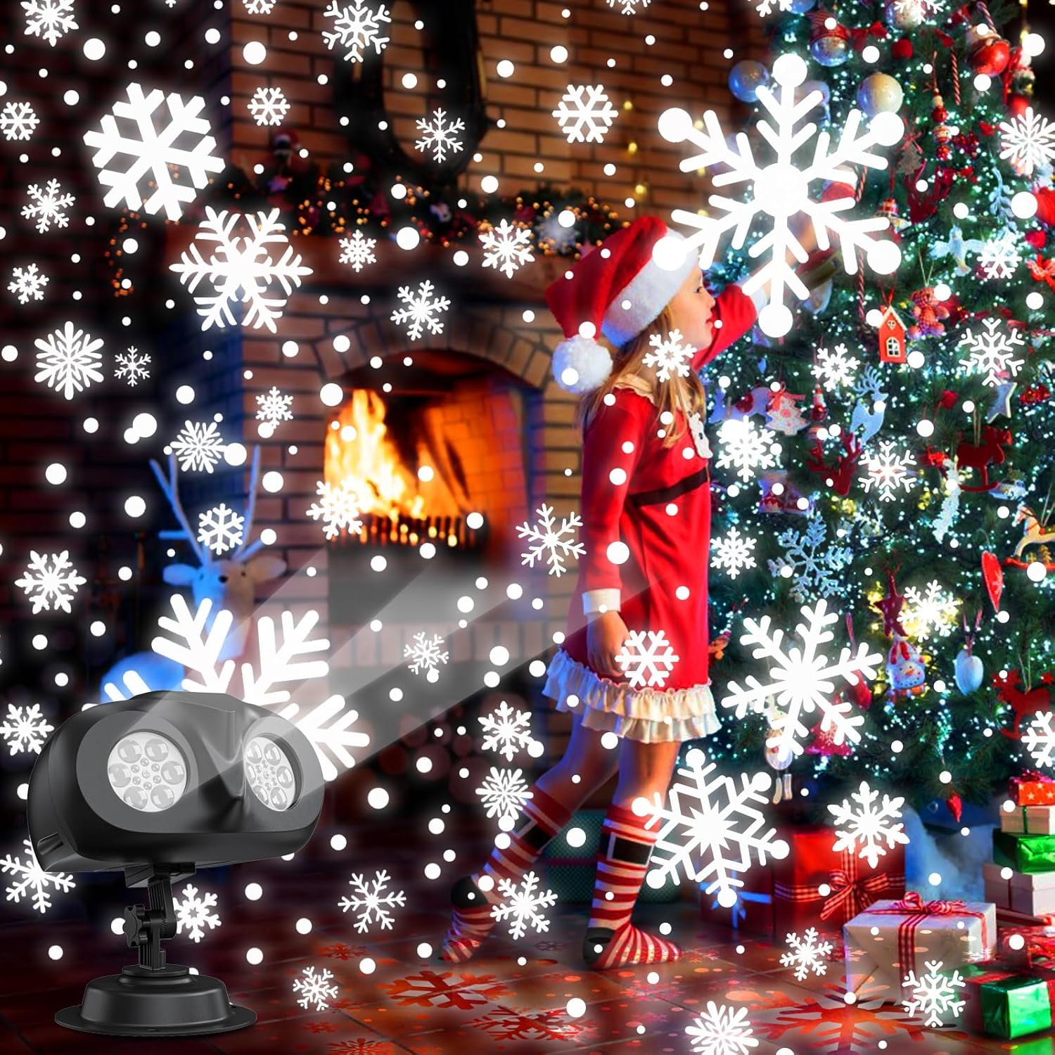 YUYAN-Dual-Head Christmas Outdoor Snowflake Projector Light, IP65 ...