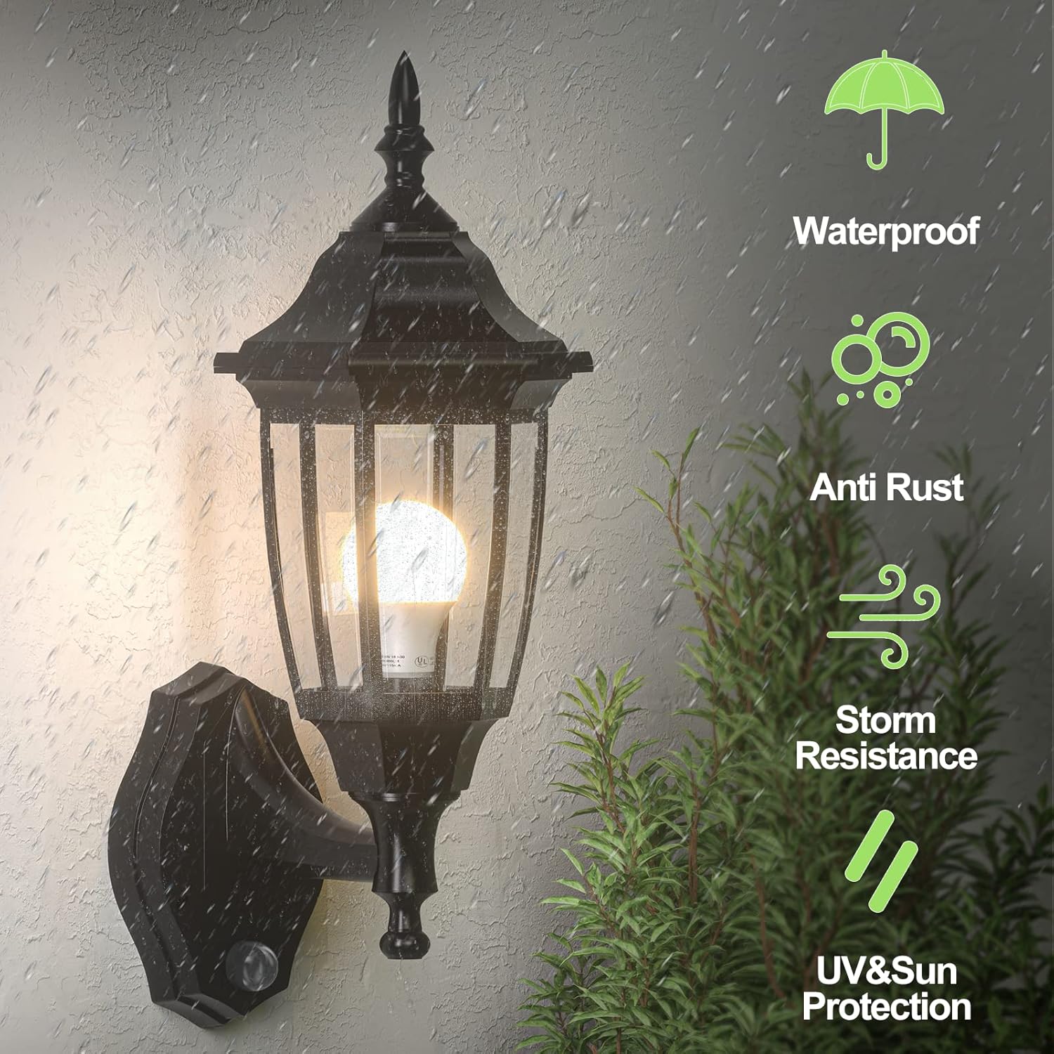 YUYAN-Dusk to Dawn Outdoor Porch Sconce, LED Waterproof Exterior Light ...