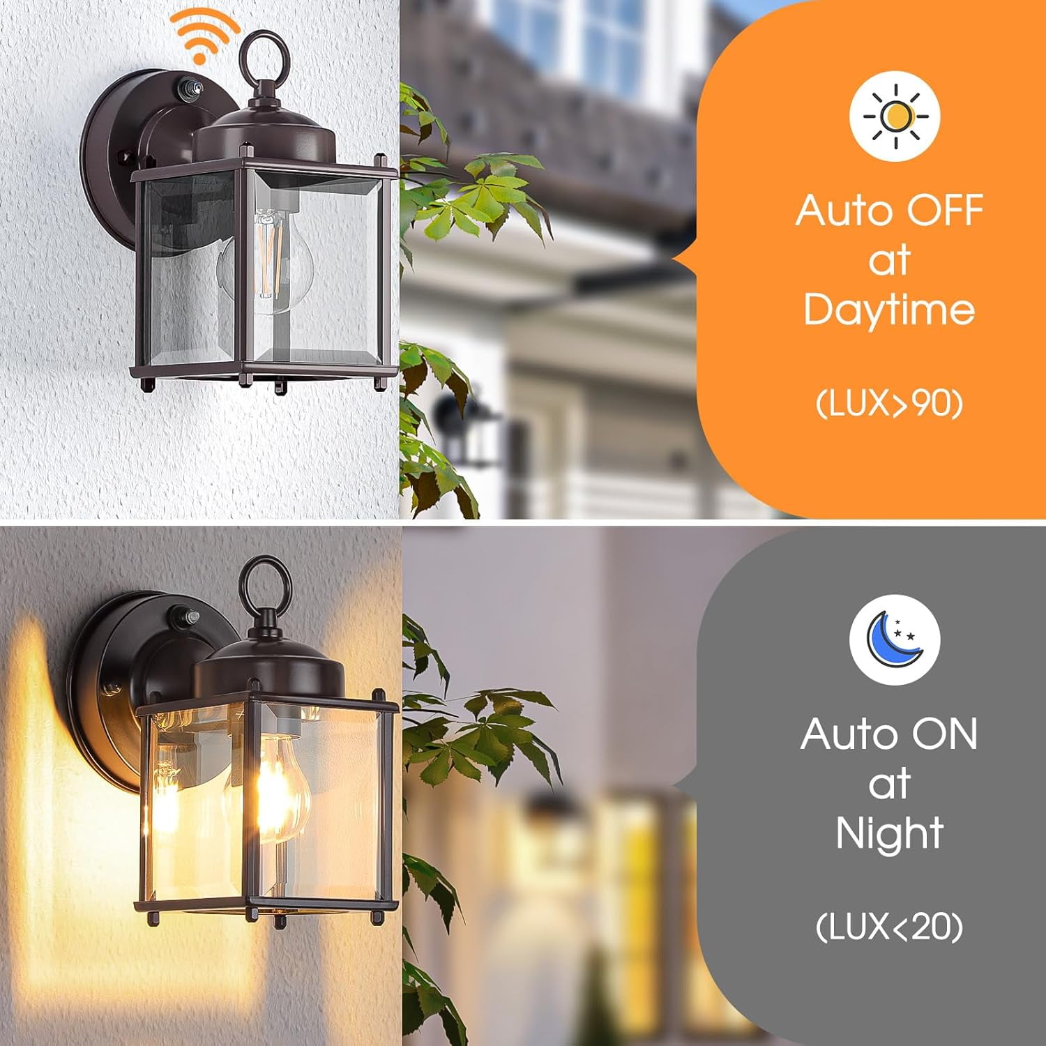 YUYAN-Dusk to Dawn Sensor Outdoor Wall Sconce, Exterior Waterproof ...