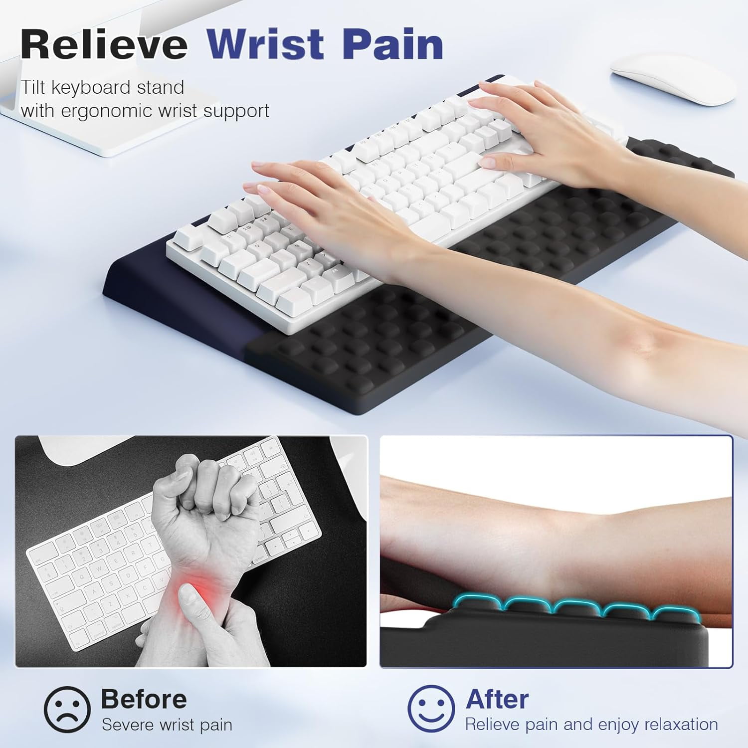 YUYAN-Ergonomic Keyboard Wrist Rest Stand Riser Holder Pad for Typing ...