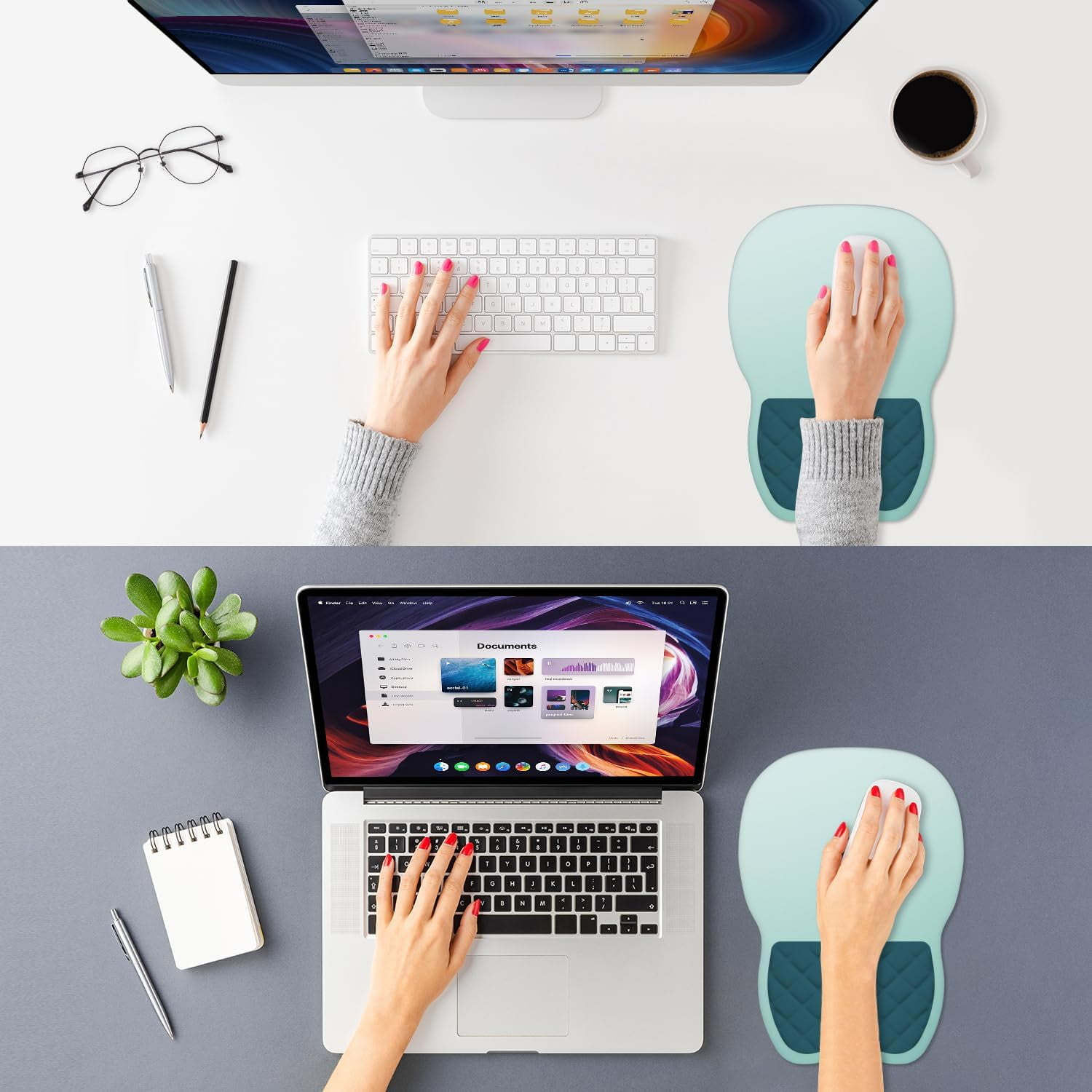 YUYAN-Ergonomic Mouse Pad Wrist Support with Memory Foam Massage Bulge ...