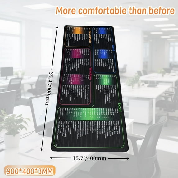 YUYAN-Excel Cheat Sheet Desk Pad & Shortcuts Mouse Pad - XXL 35.4"x15.7 ...