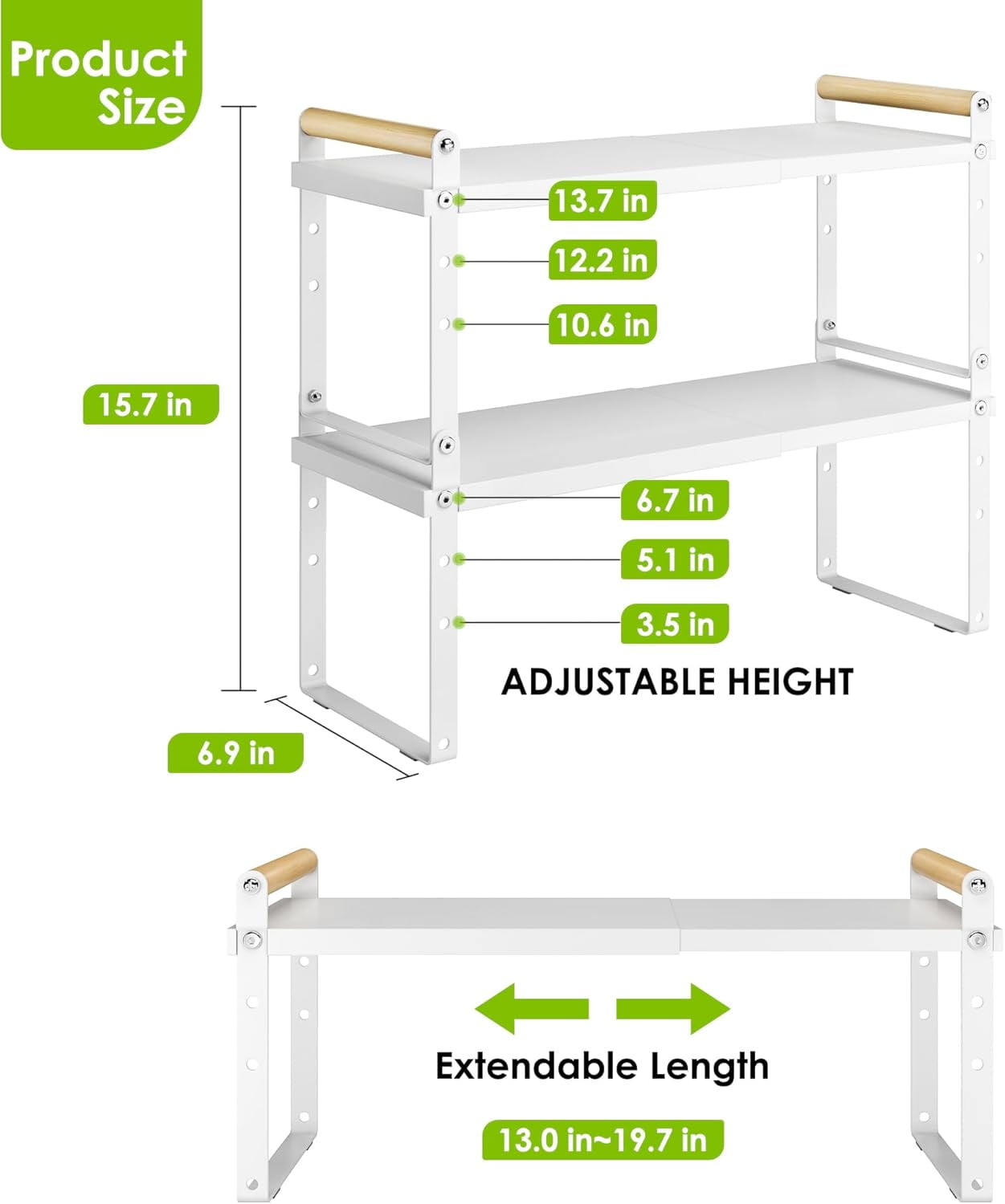 YUYAN-Expandable kitchen Countertop Organizer, Stackable Cabinet Shelf ...