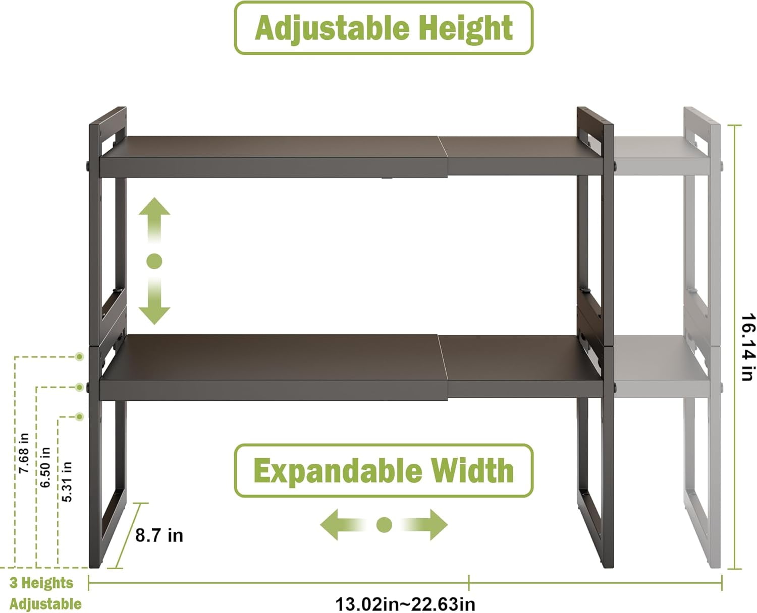 YUYAN-Expandable kitchen Countertop Organizer, Stackable Cabinet Shelf ...