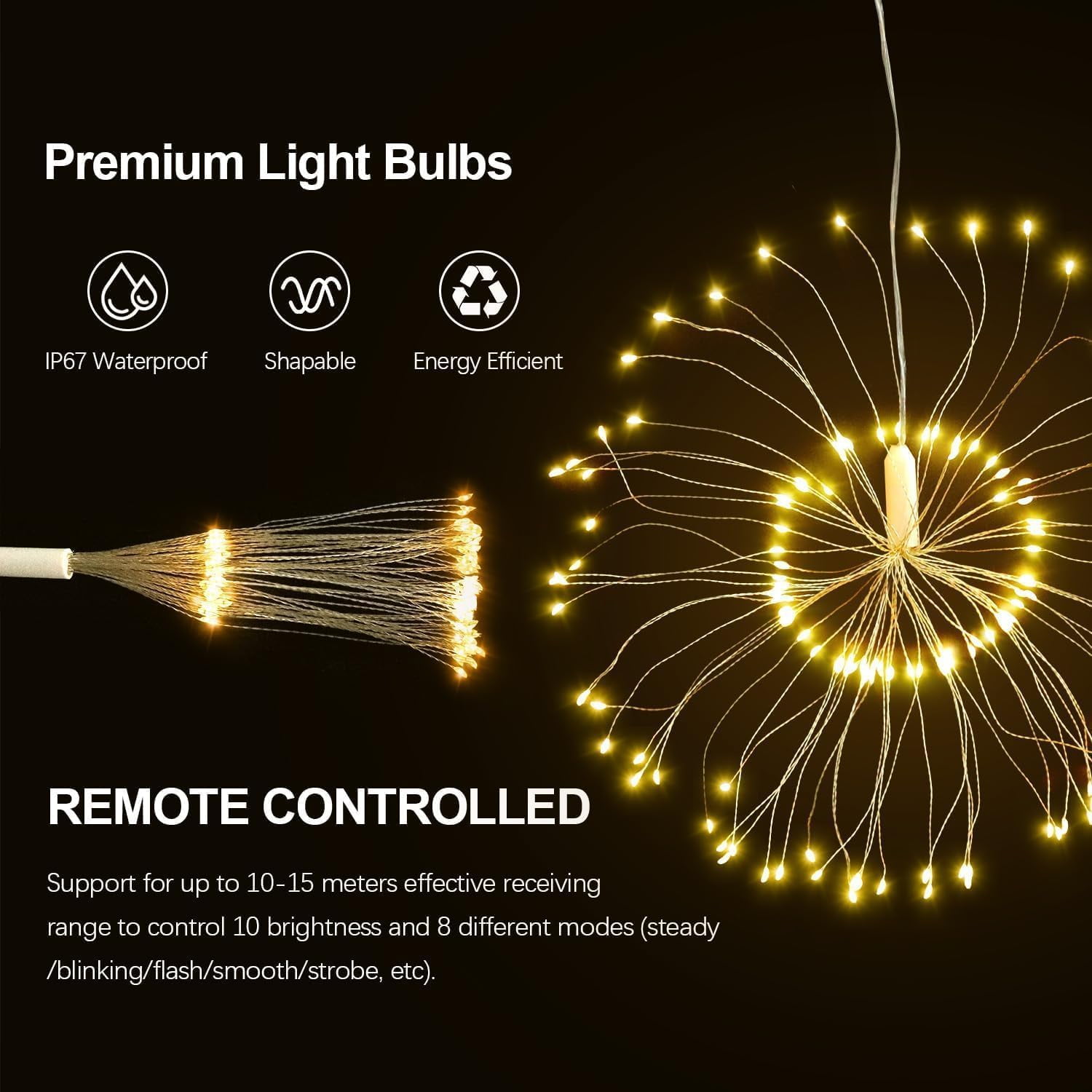YUYAN-Firework Lights, 8 Pack LED Copper Wire Fireworks Lights Fairy ...