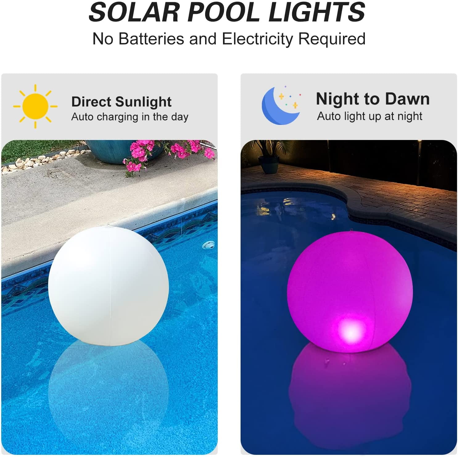 YUYAN-Floating Pool Lights Solar Powered 1 PCS, 14 Inch Color Changing ...