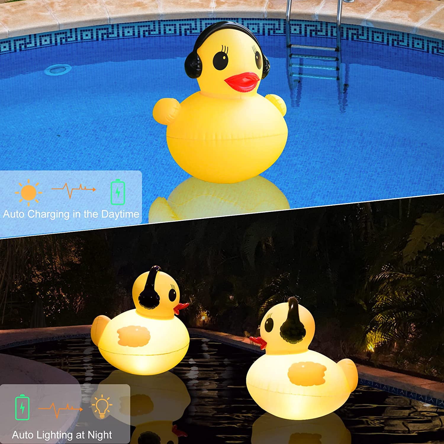 YUYAN-Floating Solar Pool Lights, 16 inch Waterproof Pool Lights that ...