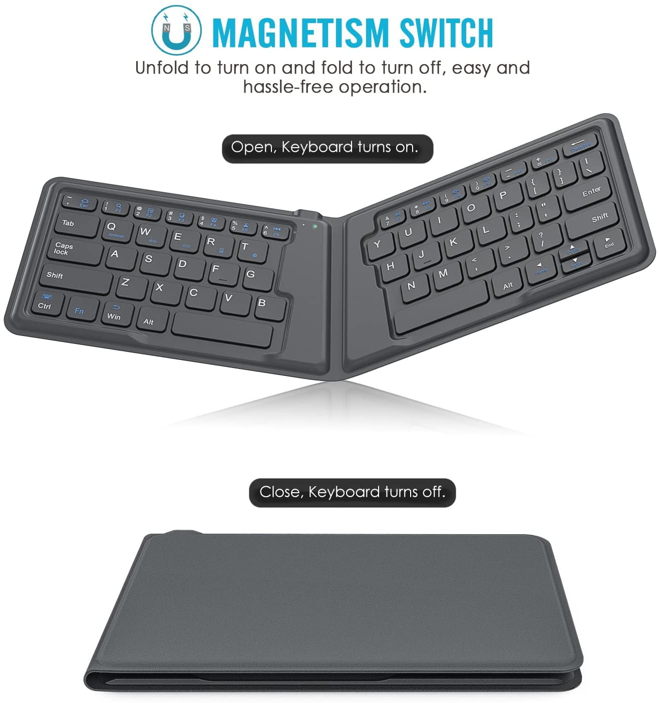 YUYAN-Foldable Bluetooth Keyboard, Ultra-Thin Folding Rechargeable ...