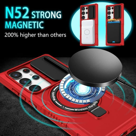 YUYAN-For Samsung Galaxy S22 Ultra Magnetic Case with Ring Stand ...