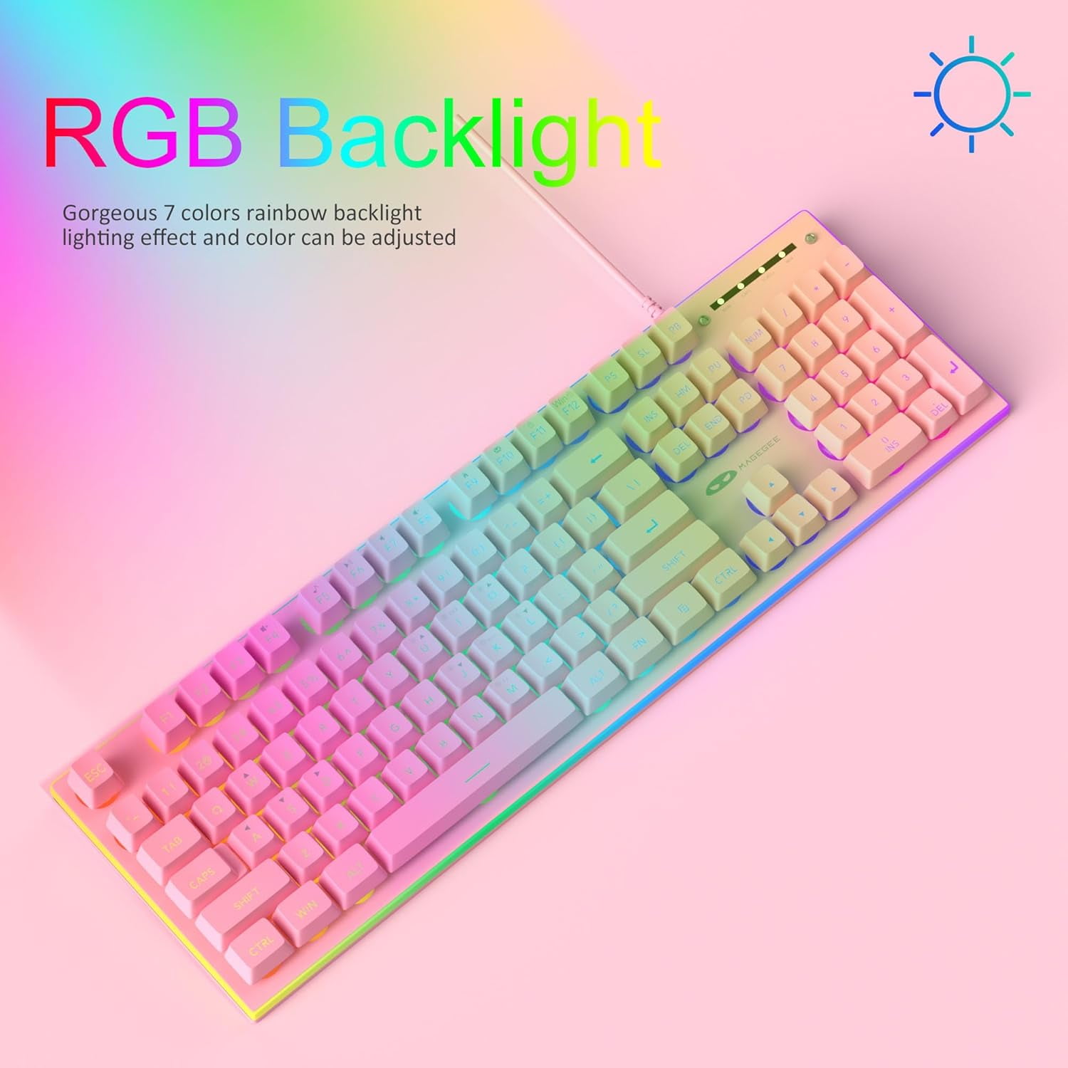YUYAN-GT838 Gaming Keyboard and Mouse Combo, 104 Keys RGB Backlit Quiet ...