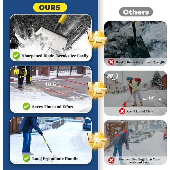 YUYAN-Garden Flat Scraper, 60" Multifunctional Cleaning Shovel, Heavy ...