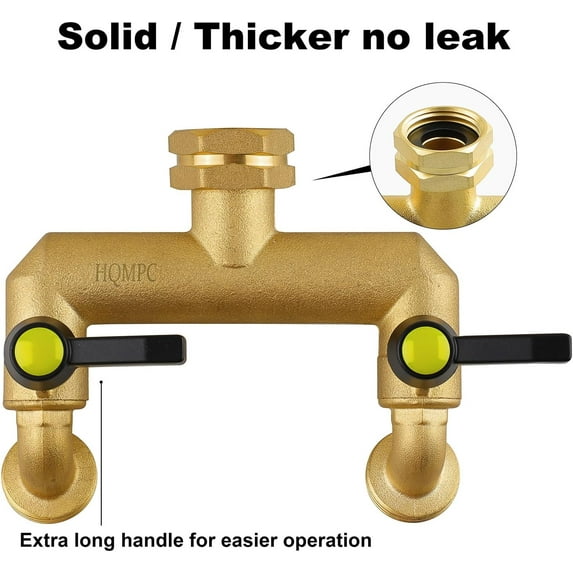 YUYAN-Garden Hose 2 Way Valve Brass Splitter with Solid Brass Handle ...