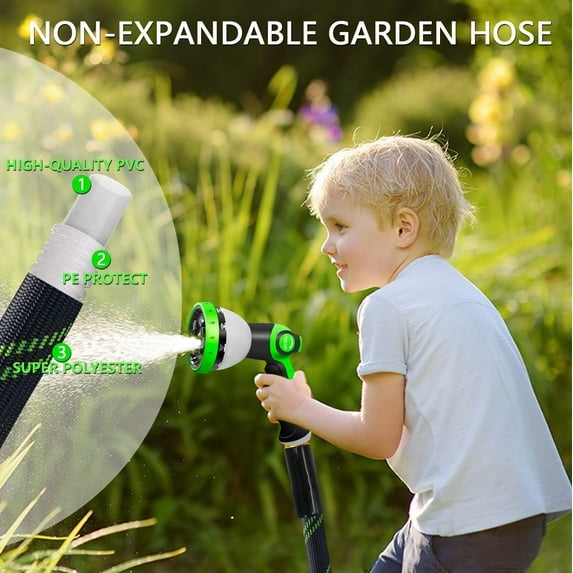 YUYAN-Garden Hose 25 FT, NON-EXPANDABLE Heavy-Duty Flexible ...
