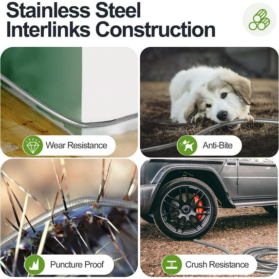 YUYAN-Garden Hose Metal 100 ft, Stainless Steel Water Hose with Upgrage ...