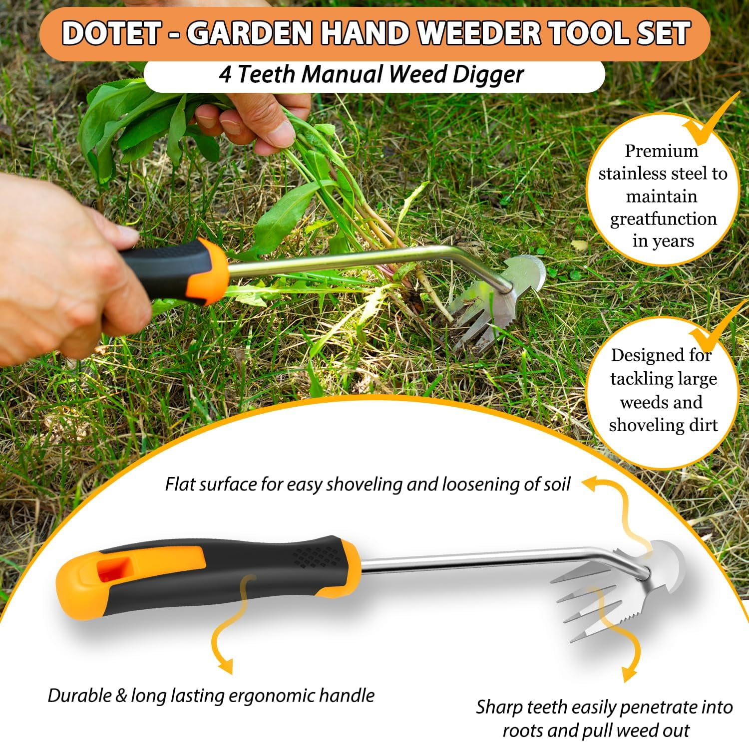 YUYAN-Garden Uprooting Weeding Tools - 3 Pack Hand Held Weeder Puller ...