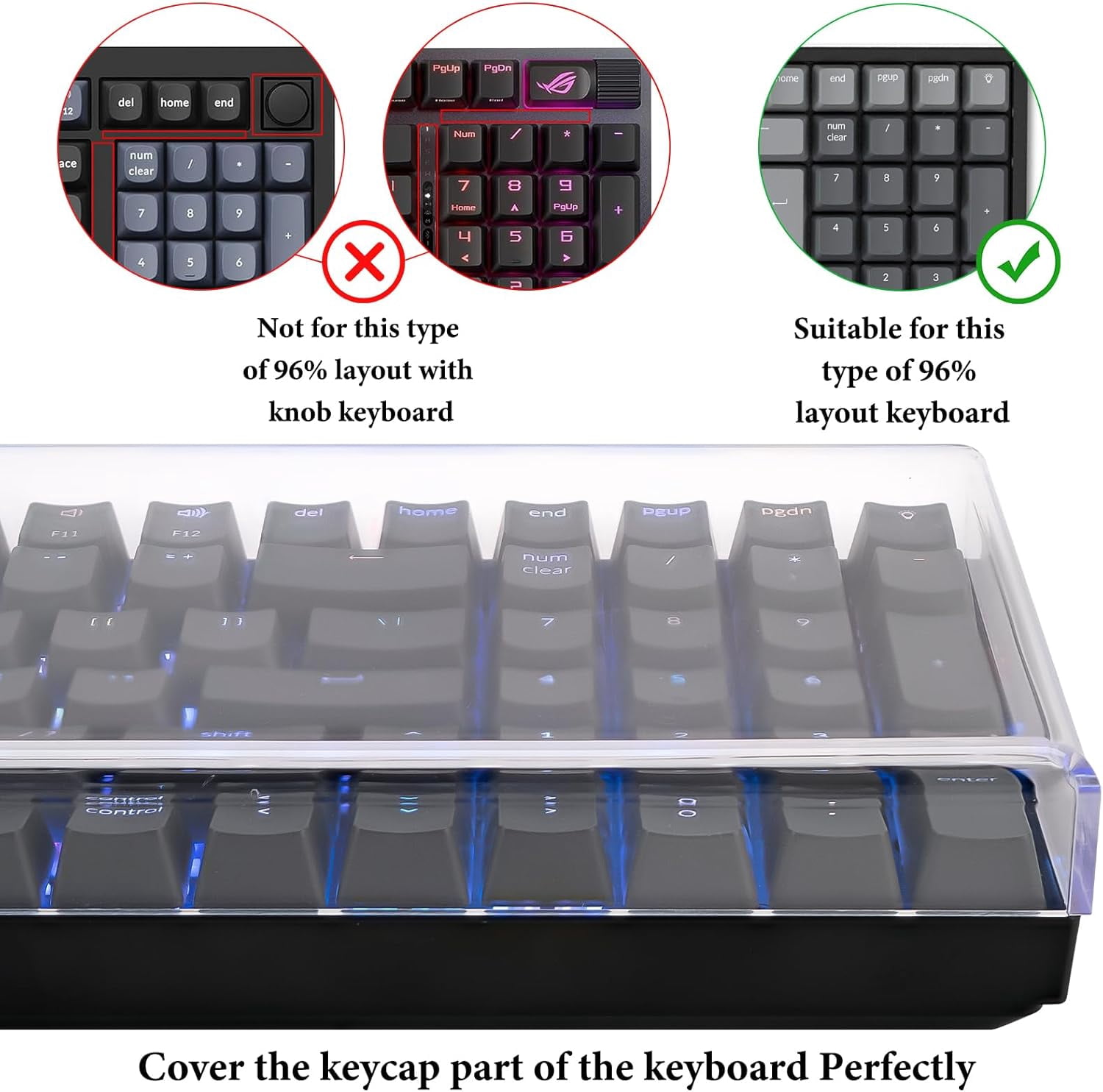 YUYAN-Geekria Keyboard Dust Cover, Clear Acrylic Keypads Cover ...