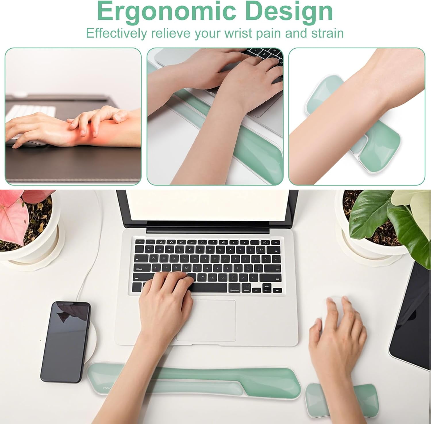 YUYAN-Gel Keyboard Wrist Rest&Wrist Support for Mouse, Irregular ...