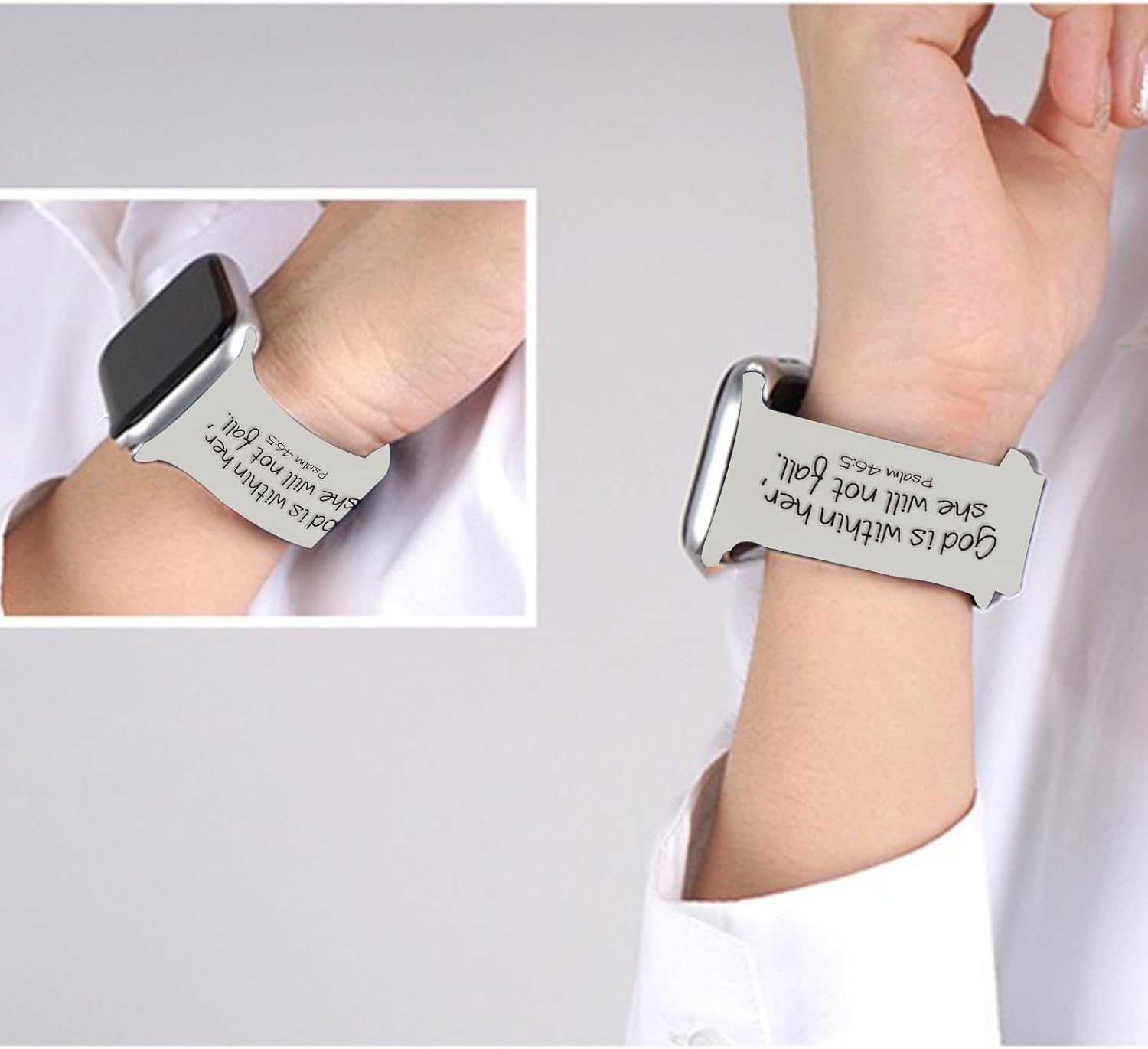 YUYAN-God In Her Heart Bible Watch Band Silicone Strap Engraved With ...