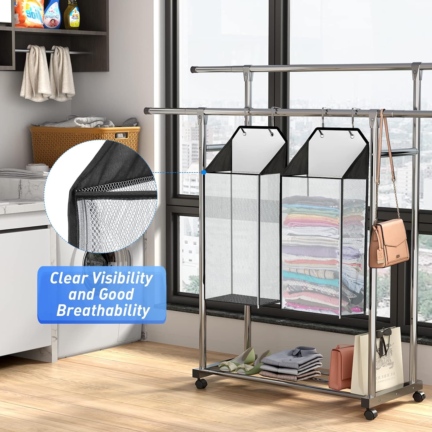 YUYAN-Hanging Laundry Hamper, Over the Door Hamper with 2 Kinds of ...