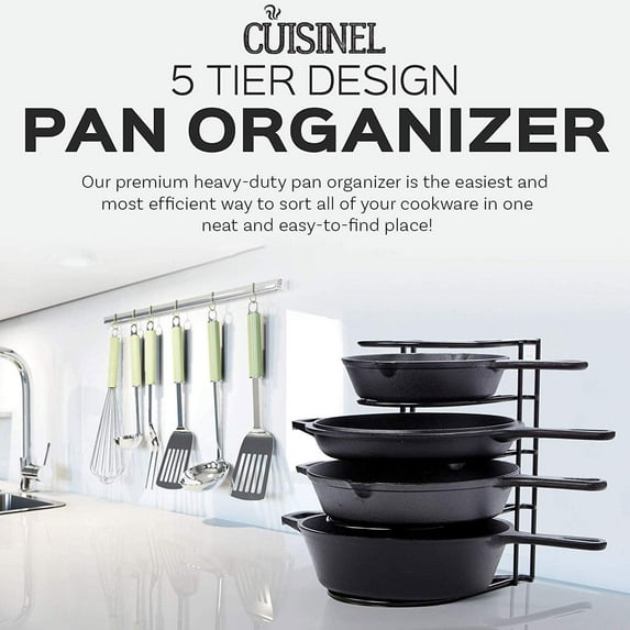 YUYAN-Heavy Duty Pots and Pans Organizer Rack - 12.2"-Inch Tall - 5 Tier Rack - Holds 50 LB ...