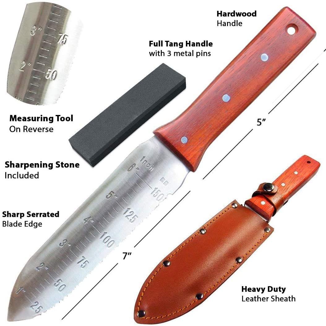 YUYAN-Hori Hori Garden Knife [7 Inches, Japanese Stainless Steel ...