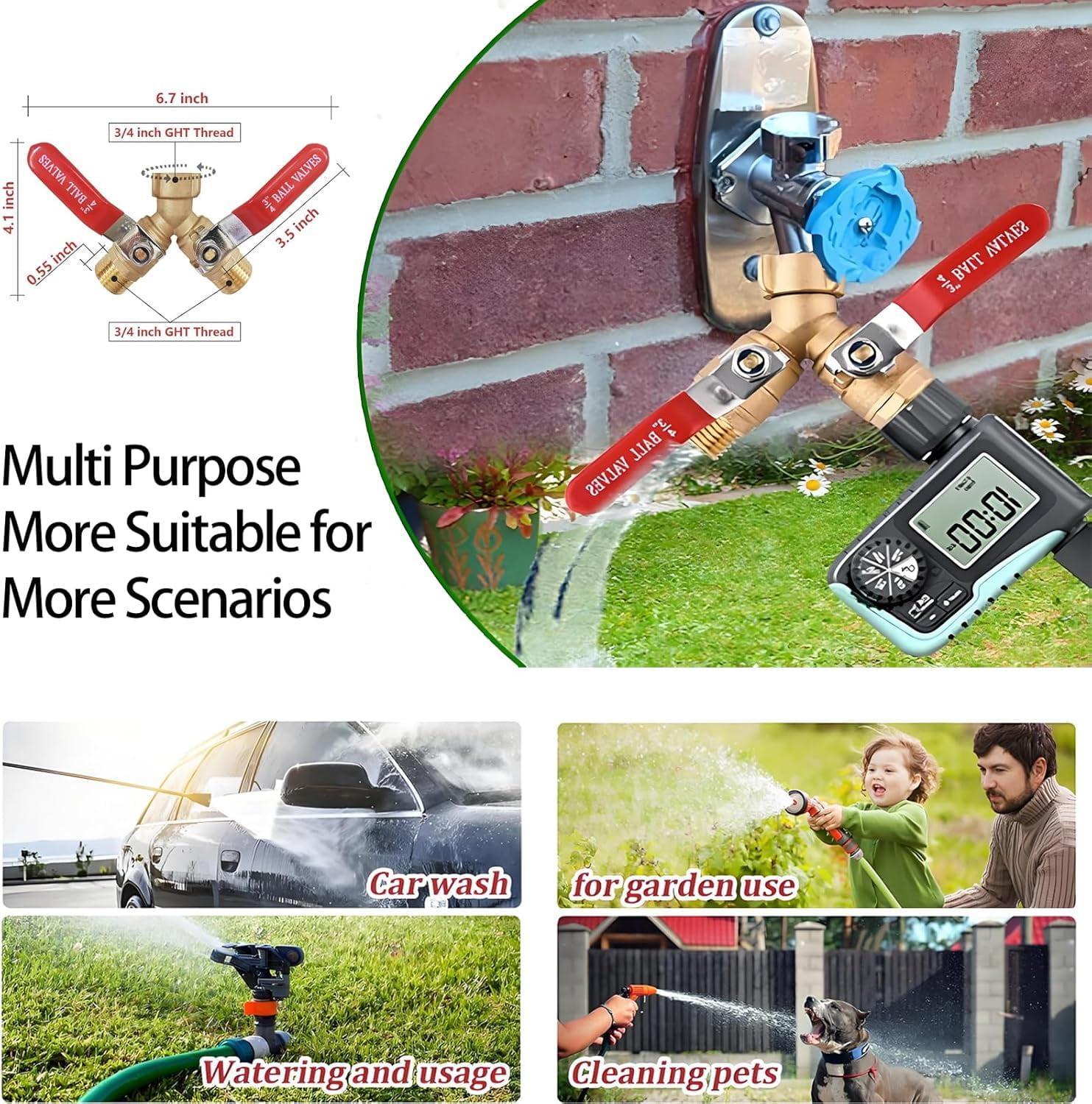 YUYAN-Hose Splitter 2 Way Hose Splitter Heavy Duty - Brass Garden Hose ...