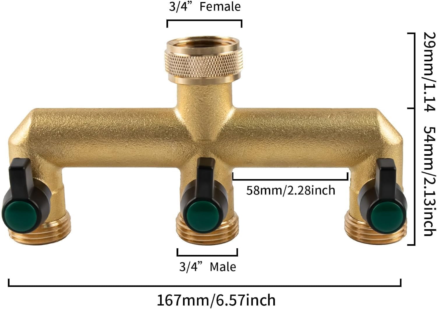 YUYAN-Hose Splitter, 3 Way Heavy Duty Brass Garden Hose Splitter ...
