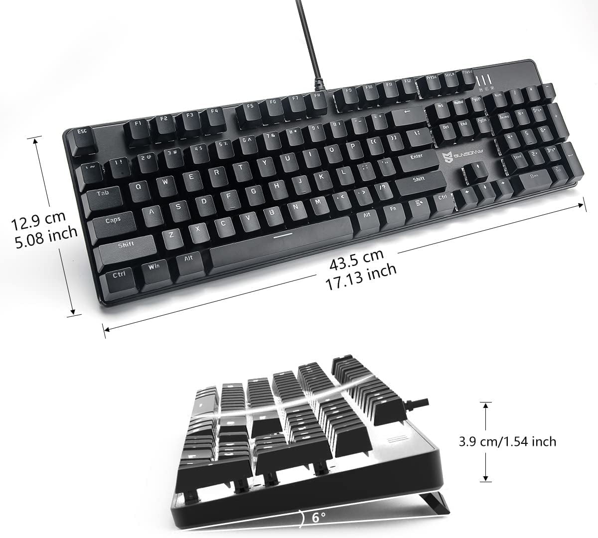 YUYAN-Ice Blue Backlit Mechanical Keyboard with Brown Switches and 104 Keys Layout - Hot ...